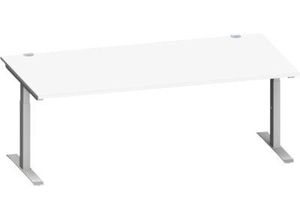 4250510875186 - Genius Schreibtisch MODENA FLEX Rechteck T-Fuß Rechteckrohr B 2000 x T 1000 x H 650-850 mm weiß weißalu