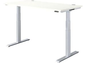 4250510935491 - Genius Schreibtisch MODENA FLEX elektrisch höhenverstellbar Rechteck T-Fuß B 1600 x T 800 x H 645-1290 mm weiß weißalu