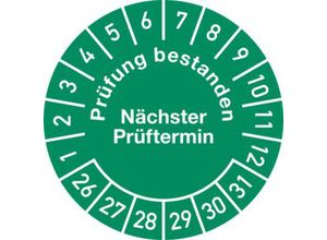 4060081071210 - moedel Prüfplakette Prüfung bestanden Folie Ø 30 mm 10 Stück Bogen langlebig gut sichtbar