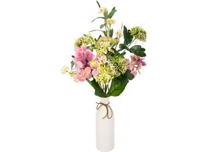 4019844770501 - Kunstblume IGEA Mixed-Blumenstrauß Kunstpflanzen Gr B H 25 cm x 53 cm 1 St rosa Kunst-Blumen Keramikvase