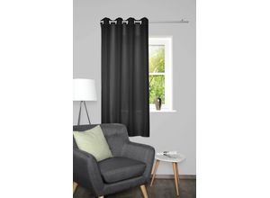 4056751518628 - Vorhang HOME BASICS BENOGA schwarz B135cm H175cm Polyester Gardinen Ösenschal Uni Dekostruktur