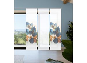 4056751541350 - Schiebegardine HOME IN GREEN THALIN blau B60cm H245cm Polyester Gardinen Bambusoptik SET recycelt Digitaldruck