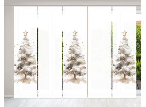 4056751548243 - Schiebegardine HOME WOHNIDEEN CHRISTMAS TREE beige (natur) B60cm H245cm Polyester Gardinen SET Schiebewand Dekostoff Digitaldruck