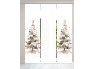 4056751548236 - Schiebegardine HOME WOHNIDEEN CHRISTMAS TREE beige (natur) B60cm H245cm Polyester Gardinen SET Schiebewand Dekostoff Digitaldruck