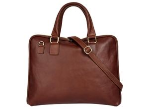 4260405125302 - Aktentasche PIKÉ Damen Gr B H T 37cm x 32cm x 8cm onesize braun Leder glänzend Taschen echt Leder Made in Italy