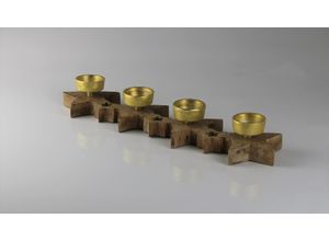 4056422258310 - Adventsleuchter AM DESIGN aus Holz braun B42cm H10cm Aluminium Holzwerkstoff Kerzenhalter BxH 42x10 cm