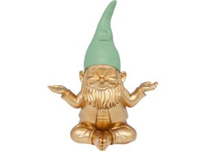 4025621615897 - Dekofigur DESIGN Deko Figur Zwerg Meditation gold (goldfarben) B15cm H19cm T10cm Kunststoff Polyresin Dekofiguren