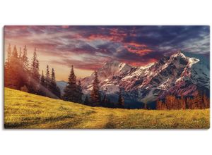 4062144594919 - Wandbild ARTLAND Alpines Hochland Bilder Gr B H 60 cm x 30 cm Leinwandbild Berge & Alpenbilder Querformat 1 St rot Kunstdrucke als Alubild Leinwandbild Wandaufkleber oder Poster in versch Größen
