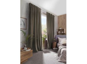 4056751389440 - Vorhang HOME BASICS WOLLY Gr 2 grau (stein) B135cm H160cm Polyester Gardinen Chenille