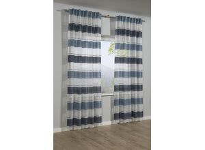 4003018371663 - Gardine Schal mit Gardinenband Etamine Webstreifen GARDINIA Stangendurchzug (1 St) transparent transparent Polyester Stoff Etamine blau