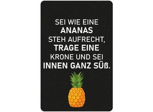 4049009866046 - Metallbild QUEENCE Ananas weiß (farbe bild(er) weiß) B45cm H30cm Metall Stahl Bilder Stahlschild Blechschild Sprüche Texte witzig