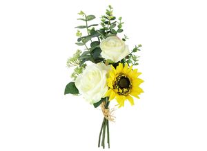 4019844775858 - Kunstblume IGEA Bouquet Rosen Sonnenblume gelb (gelb weiß) B20cm H42cm L20cm Polyester Kunstpflanzen Künstlicher Strauß Blume Blumenbouquet Blumenstrauß Rosenstrauß