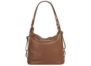 4260543057657 - Shopper SAMANTHA LOOK Damen Gr B H T 31cm x 29cm x 11cm onesize braun (cognac) Leder leicht glänzend unifarben Taschen echt Leder Made in Italy