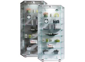 4051814434976 - Glasvitrine stehend Vitrine Glas mit ESG-Sicherheitsglas Maße ca H 114 x B 83 x T 17 cm Standvitrine Glas Modern und platzsparend Glas Vitrinenschrank – Cenila XL