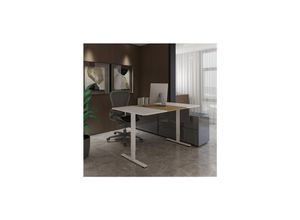 4058166324979 - Höhenverstellbarer Schreibtisch ELMO Weiß Holz 120 x 60 cm mit PC-Halterung