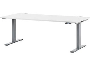4250510935552 - Genius Schreibtisch MODENA FLEX elektrisch höhenverstellbar Rechteck T-Fuß B 1800 x T 800 x H 645-1290 mm weiß weißalu