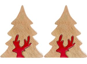 4250965956508 - Dekobaum Deko Puzzle Baum mit Rentier rot (natur rot) B14cm H17cm T3cm Holzwerkstoff MYFLAIR MÖBEL & ACCESSOIRES Dekofiguren Weihnachtsdeko aus Holz Weihnachtsbaum Höhe ca 17 cm
