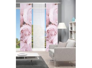 4056751384858 - Schiebegardine VISION S ROSANA 3er SET Gr 1 rosa (rosé) B60cm H260cm Polyester Gardinen Bambus-Optik Digital bedruckt