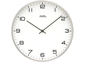 4037445158610 - Wanduhr AMS W9658 silber (silberfarben) Wanduhren B H L 5cm QuarzuhrWohnzimmerEsszimmerKücheArbeitszimmerBüroFlur