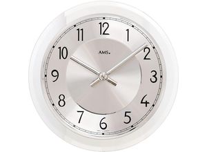4037445154056 - Wanduhr AMS W9476 transparent Wanduhren B H L 5cm QuarzuhrGlasWohnzimmerEsszimmerKücheMade in GermanyBüro Flur