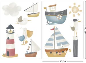 8711444615584 - Wandtattoo LITTLE DUTCH Selbstklebende Wandtattoo Set Sailors Bay bunt B H T 30cm x 42cm x 0cm Kinder PVC Wandtattoos - Luxus Wandaufkleber - Sailors Bay - 2x 42x30cm