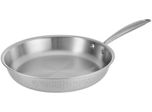 4260403577172 - Bratpfanne RESTO KITCHENWARE Crater Pfanne aus Tri-Ply (Edelstahl + Aluminium + Edelstahl) ofenfest silber (silberfarben) H55cm L30cm Ø28cm Pfannen Energieeinsparung 25% durch die dreilagige Basis