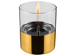 7090037730059 - Tischfeuer TENDERFLAME LILLY gold (goldfarben) B10cm H12cm L10cm Ø10cm Edelstahl Glas Dekokamine mit Glasumfassung