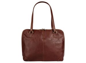 4260405126941 - Shopper PIKÉ Damen Gr B H T 38cm x 30cm x 13cm onesize braun Leder beschichtet glänzend Taschen echt Leder Made in Italy