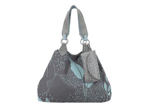 4059065274228 - Henkeltasche FRITZI AUS PREUSSEN Leaves Canvas Anthra Ice Damen Gr B H T 15cm x 29cm x 42cm blau (grau blau) Baumwolle bedruckt Taschen mit abnehmbarem Sonnenbrillenetuis