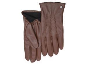 4260478655508 - Lederhandschuhe PEARLWOOD Gates Damen Gr 85 braun (cognac) Schafsleder Biesen unifarben Handschuhe weiches Innenfutter aus Fleece