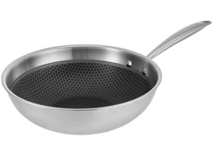 4260709013527 - Wok RESTO KITCHENWARE Achird tiefe Pfanne aus Tri-Ply (Edelstahl + Aluminium + Edelstahl) silber (silberfarben) H75cm L51cm Ø28cm Pfannen Energieeinsparung 25% durch die dreilagige Basis ofenfest