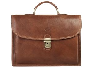 4260405126873 - Aktentasche PIKÉ Damen Gr B H T 41cm x 32cm x 14cm onesize braun Leder gepflegt Taschen echt Leder Made in Italy