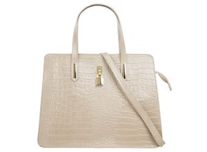 4260543053475 - Henkeltasche CLUTY Damen Gr B H T 36cm x 28cm x 8cm onesize beige Leder Reptilienprägung Taschen echt Leder Made in Italy