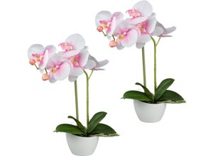 4064118240426 - Kunstorchidee CREATIV GREEN Orchidee Phalaenopsis rosa H33cm Kunststoff Kunstpflanzen im weißen Design-Topf