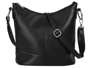 4260543050917 - Umhängetasche CLUTY Damen Gr B H T 26cm x 24cm x 14cm onesize schwarz Leder leicht glänzend unifarben Taschen echt Leder Made in Italy