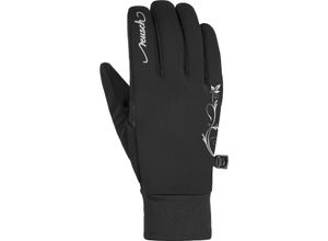 4060485100837 - Skihandschuhe REUSCH Saskia Touch-tec Damen Gr 65 silber (schwarz silberfarben) 50% Polyamid 20% Polyester 15% Elasthan 15% Polyurethan mehrfarbig Handschuhe mit verspielten Design-Elementen