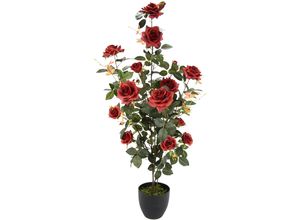4019844778347 - Kunstbaum IGEA Rosenbusch im Topf rot B45cm H115cm L45cm Obermaterial 95% Polyester 5% Kunststoff Kunstpflanzen Kunstrosen Kunstpflanzen Rosenstrauch Deko Hochzeit