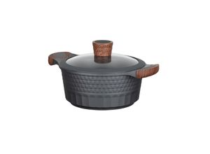 4260403579022 - Kochtopf RESTO KITCHENWARE Capella Schmortopf antihaftbeschichtet und spülmaschinenfest schwarz (schwarz matt) H95cm L295cm Ø20cm Töpfe Bratentopf Fleischtopf mit Glasdeckel und stoßdämpfendem Silikonrand im Geschenkkarton