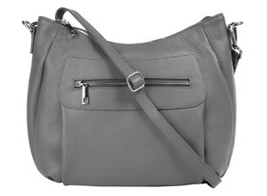 4260543050665 - Umhängetasche SAMANTHA LOOK Damen Gr B H T 30cm x 25cm x 7cm onesize grau Leder unifarben Taschen echt Leder Made in Italy
