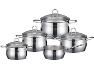 4006925905167 - Topf-Set »Platin« Edelstahl 18 10 (Set 9 tlg 1 Bratentopf 20 cm je 1 Fleischtopf 16 20 24 cm 1 Kasserolle 16 cm) Induktion