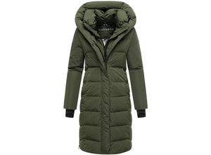4070448066261 - NAVAHOO Damen Winter Steppmantel Parka lang mit Kapuze - warme elegante Winterjacke gefütterter Wintermantel Laubzauber
