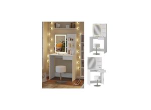 4066731405633 - Schminktisch Dekos Weiß 75 cm mit LED-Spiegel QI-Ladegerät und Hocker Vicco