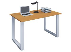 4051814380198 - Holz Schreibtisch H 76 x B 110 x T 80 cm Computertisch schlicht Füße aus hochwertigem Metall Arbeitstisch Büromöbel - Lona U