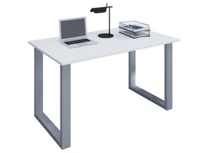 4051814380020 - Holz Schreibtisch H 76 x B 140 x T 80 cm Computertisch schlicht Füße aus hochwertigem Metall Arbeitstisch Büromöbel - Lona U