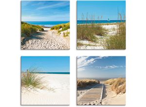 4062144353622 - Leinwandbild ARTLAND Strand und Sanddünen Bilder Gr B H 30 cm x 30 cm Leinwandbild Strand quadratisch 4 St beige (naturfarben) Bild Leinwandbild Leinwandbilder Bilder 4er Set verschiedene Größen