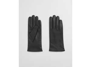 7325708354761 - Lederhandschuhe GANT CASHMERE LINED LEATHER GLOVES Damen Gr M schwarz Web Lammleder unifarben Handschuhe Regular fit