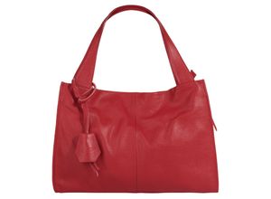 4260543063405 - Shopper CLUTY Damen Gr B H T 40cm x 28cm x 11cm onesize rot Leder leicht glänzend unifarben Taschen echt Leder Made in Italy