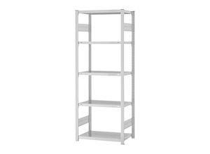 4255821501984 - eurokraft pro Lager-Steckregal RAL 7035 Bauart leicht Regalhöhe 2000 mm doppelseitig Bodentiefe 400 mm Grundregal