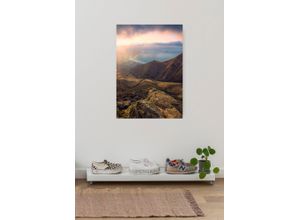 4055065031748 - Leinwandbild Keilrahmenbild - Cliffs of Famara - Größe 40 x 60 cm Baum Berge Blumen Blätter Foto Jahreszeiten Landschaft Meer Natur Palmen Strand (Packung 1 St) 40x60 cm (Breite x Höhe) Keilrahmenbild bunt