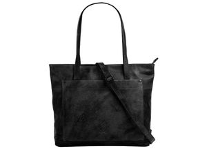 4022581333380 - Shopper SANSIBAR Damen Gr B H T 36cm x 31cm x 8cm onesize schwarz Leder leicht glänzend unifarben Taschen echt Leder